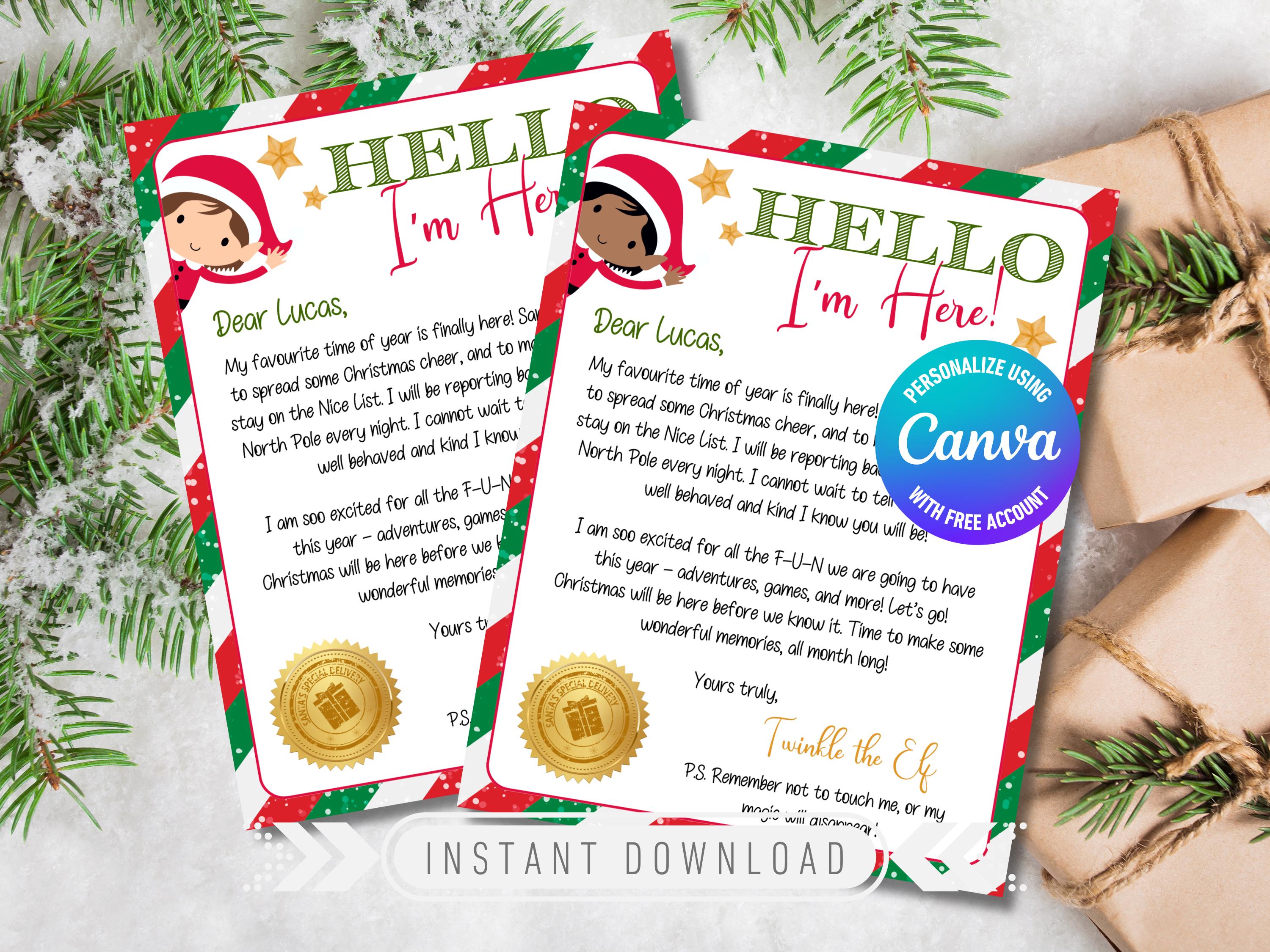 Elf Arrival Letter | I'm Back Elf Printable Letter | Elf Welcome Letter ...