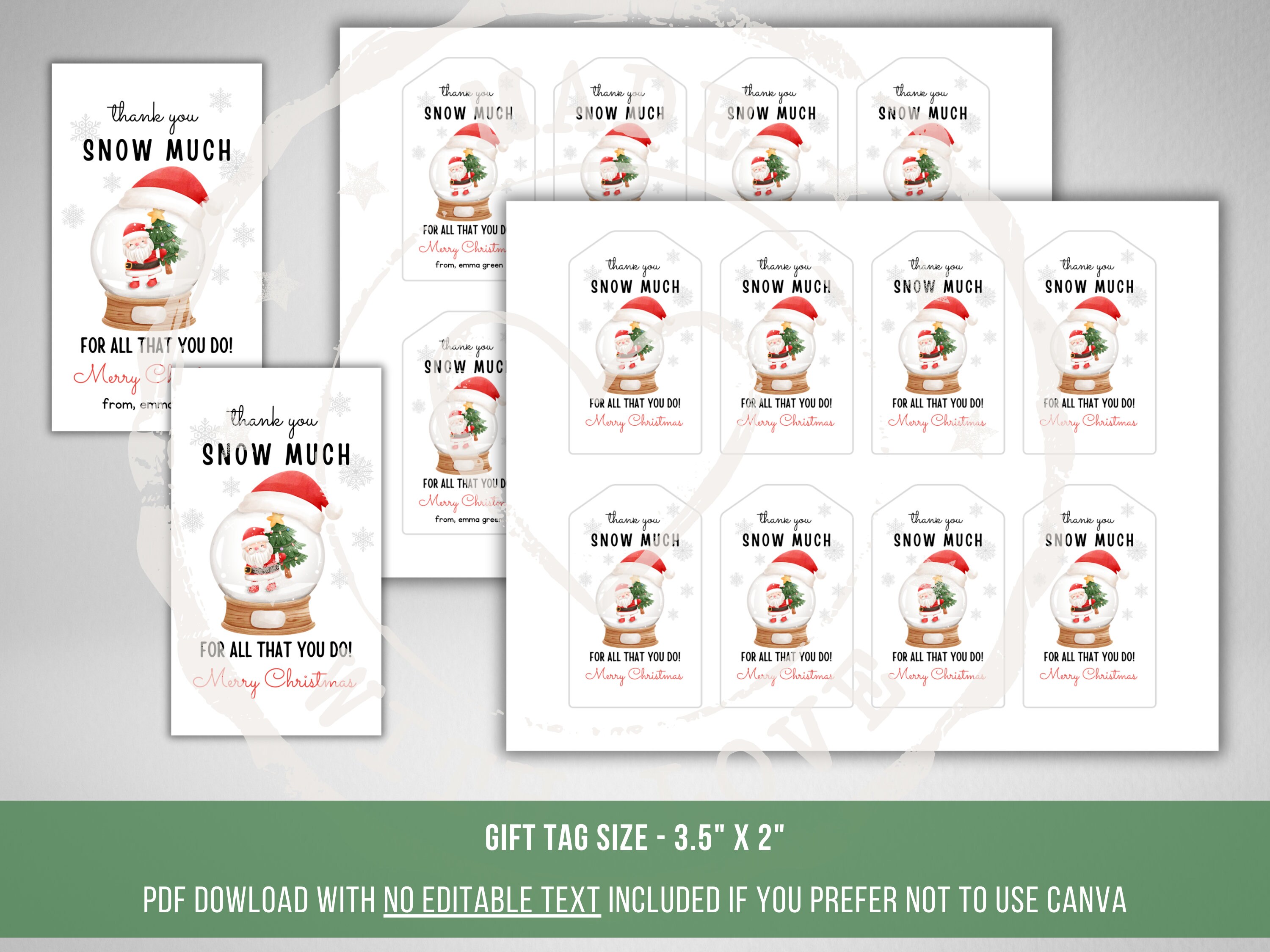 Thank You Snow Much Gift Tag Printable Christmas Treats Favor Bag Tag ...