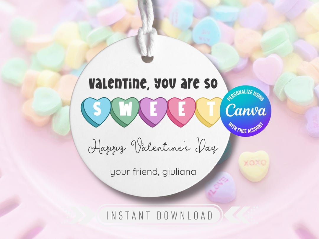 Printable Editable Sweet Valentine Gift Tag | Sweet Heart Valentine ...