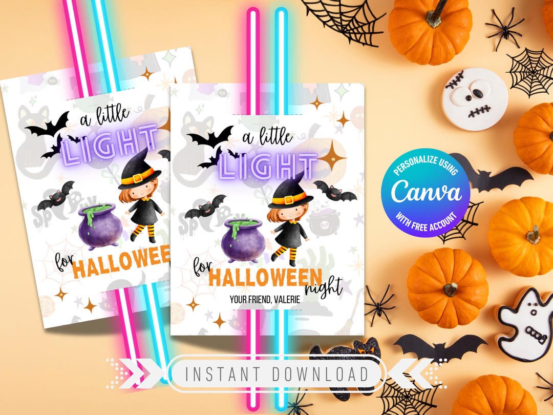 Halloween Glow Stick Gift Tags | Printable Halloween Loot Bag Tag | A ...
