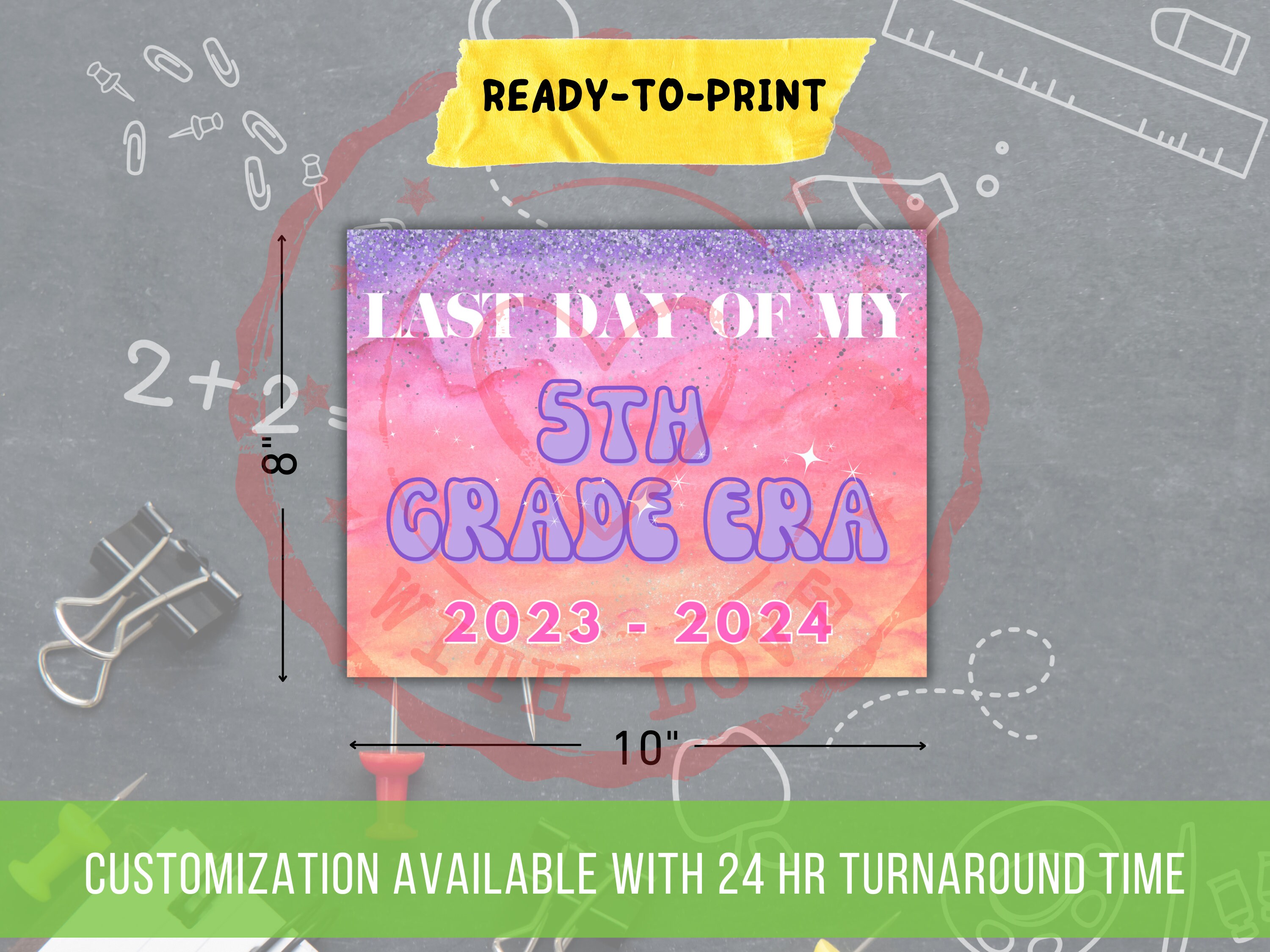 Last Day of 5th Grade Sign Last Day of School Sign 5th Grade Last Day ...