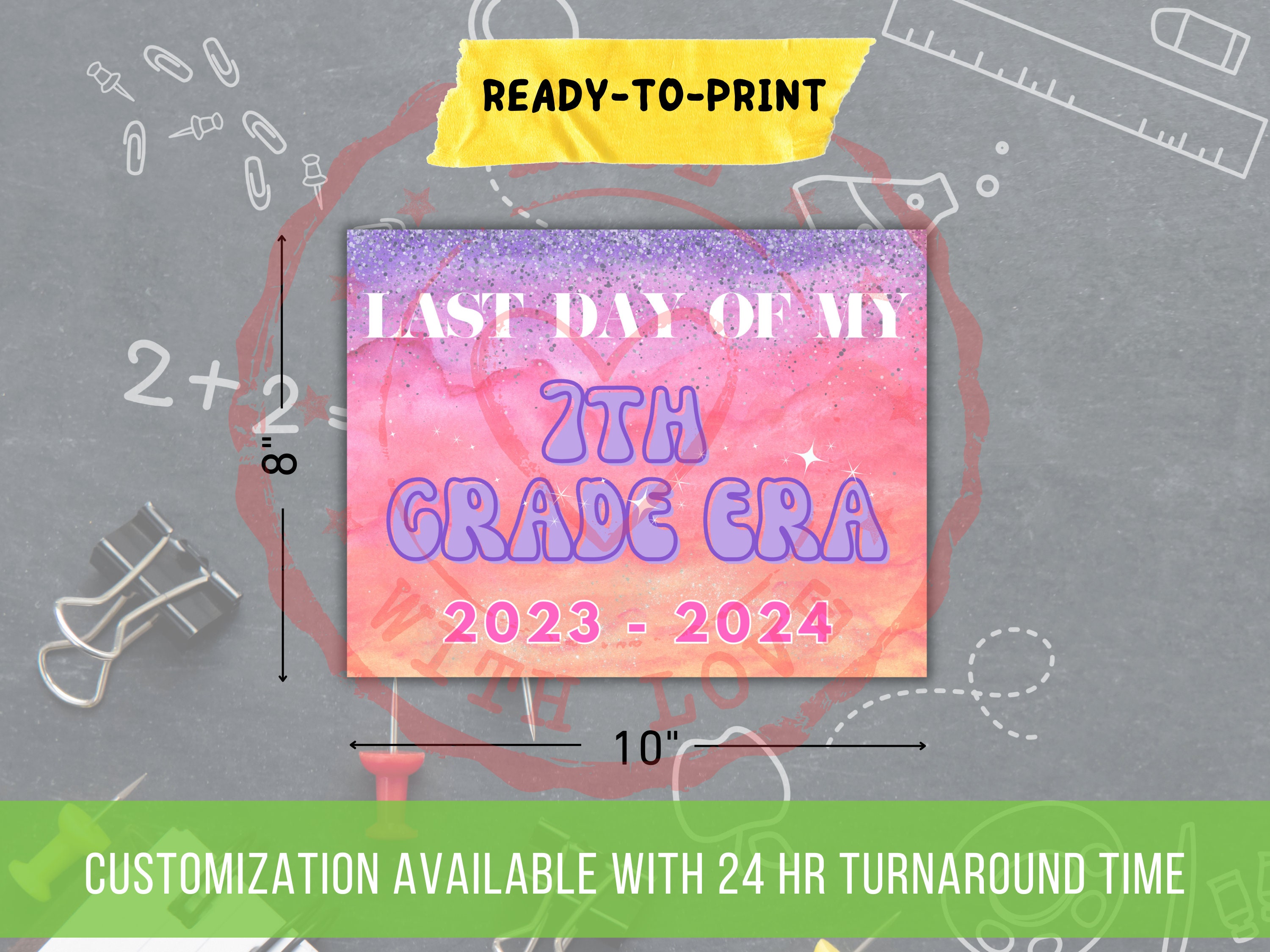 Last Day of 7th Grade Sign Last Day of School Sign 7th Grade Last Day ...