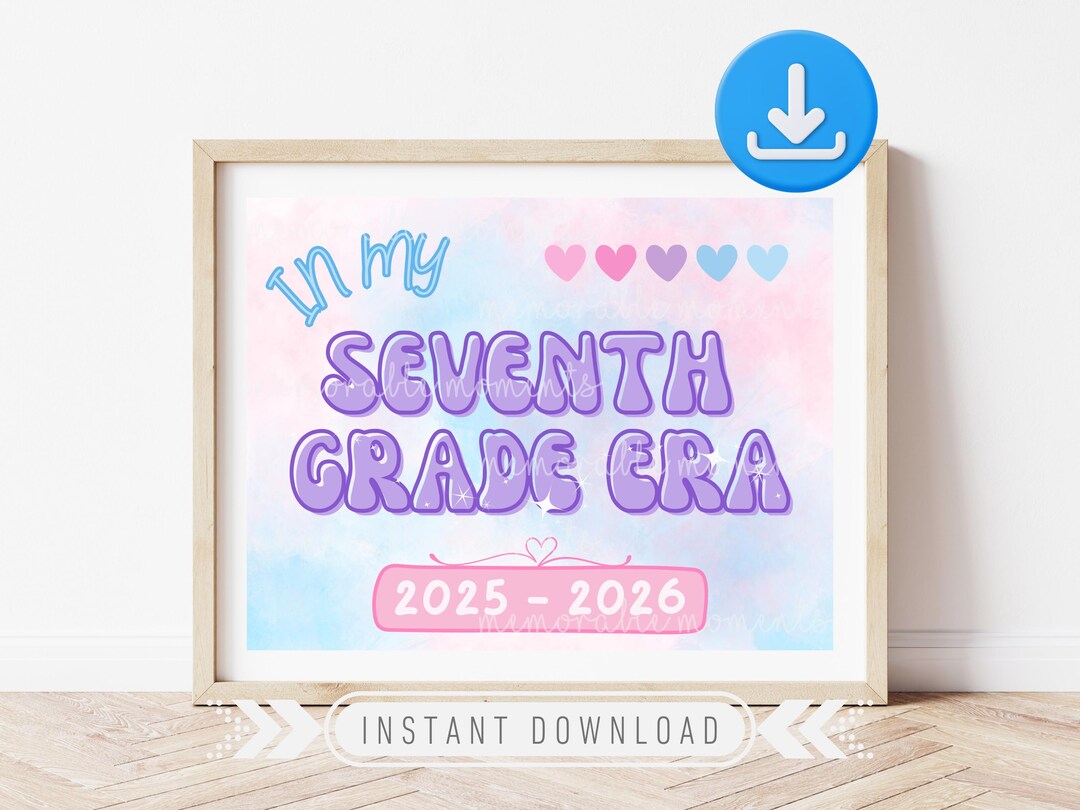 First Day of 7th Grade Sign | First Day of School Sign | 7th Grade ...