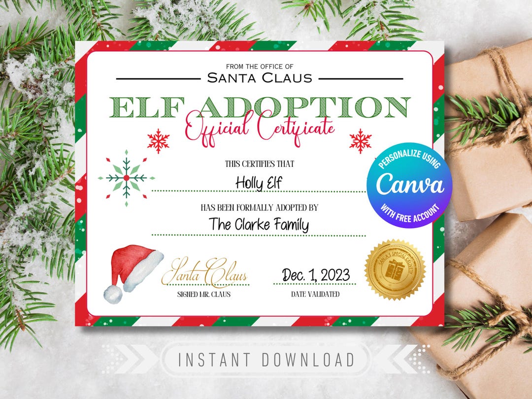 Editable Elf Adoption Certificate | Printable Elf Arrival Letter (PDF ...
