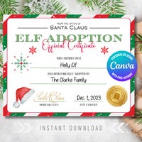 Canva Elf Adoption Certificate, Christmas Elf, Adopt an Elf, Official ...