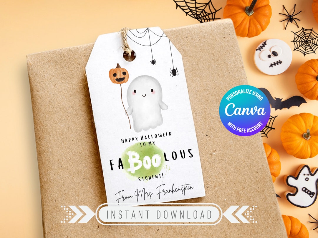 Editable Class Student Halloween Gift Tag | Printable Treat Bag Label ...