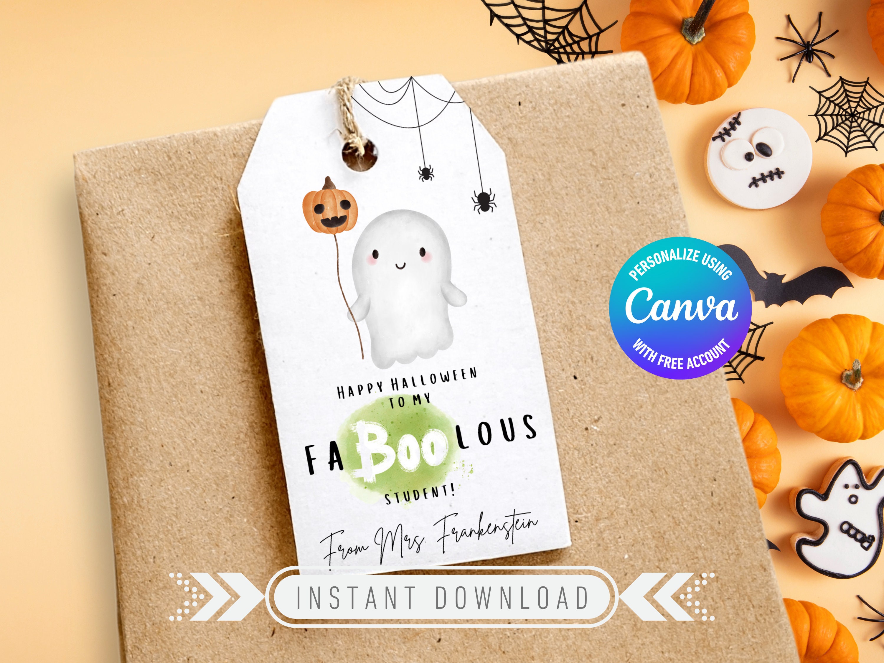 Editable Class Student Halloween Gift Tag | Printable Treat Bag Label ...