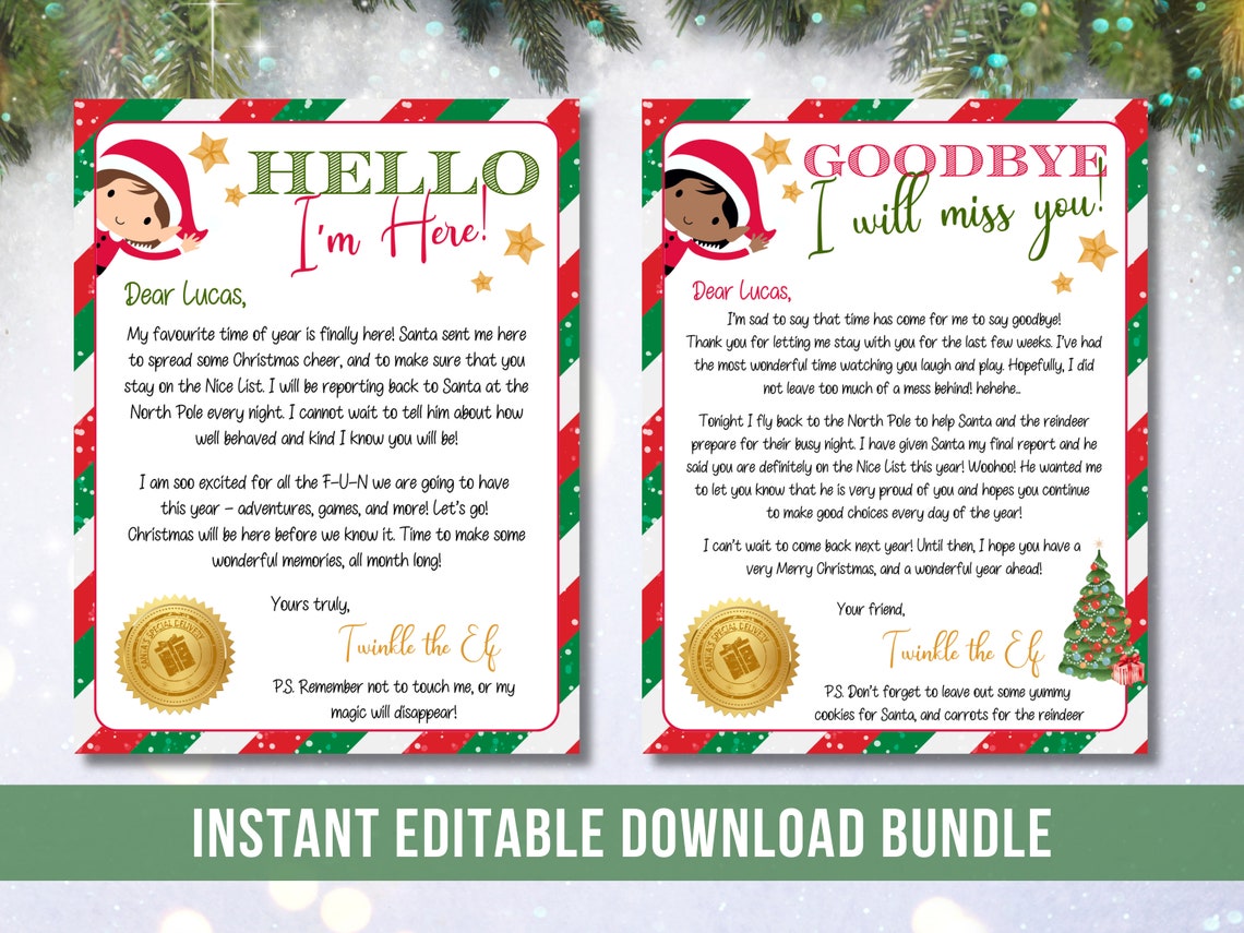 Elf Arrival Letter I'm Back Elf Printable Letter Elf Goodbye Letter ...