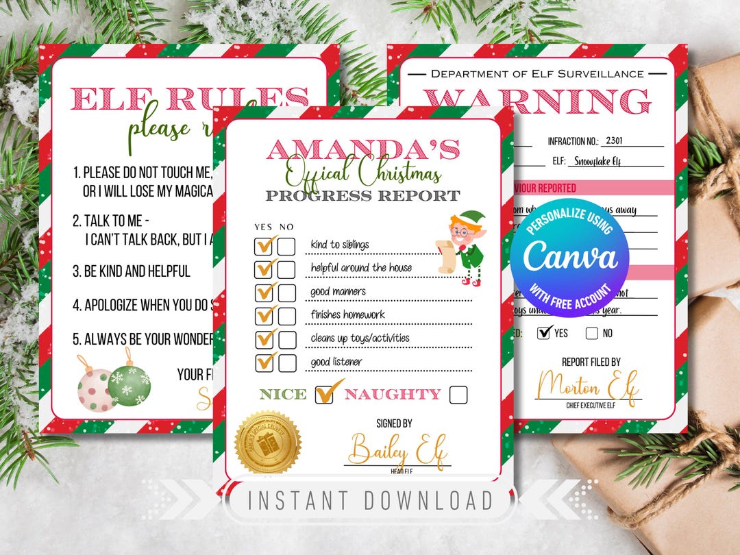Printable Christmas Elf Activity Kit | Editable Elf Report Card ...