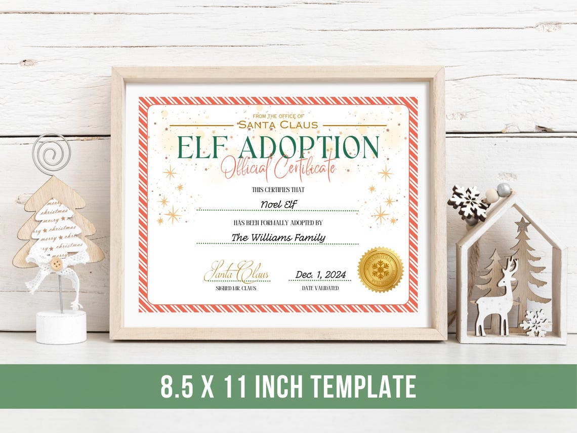 Elf Adoption Certificate | Editable Elf Adoption Certificate | Adopt an ...