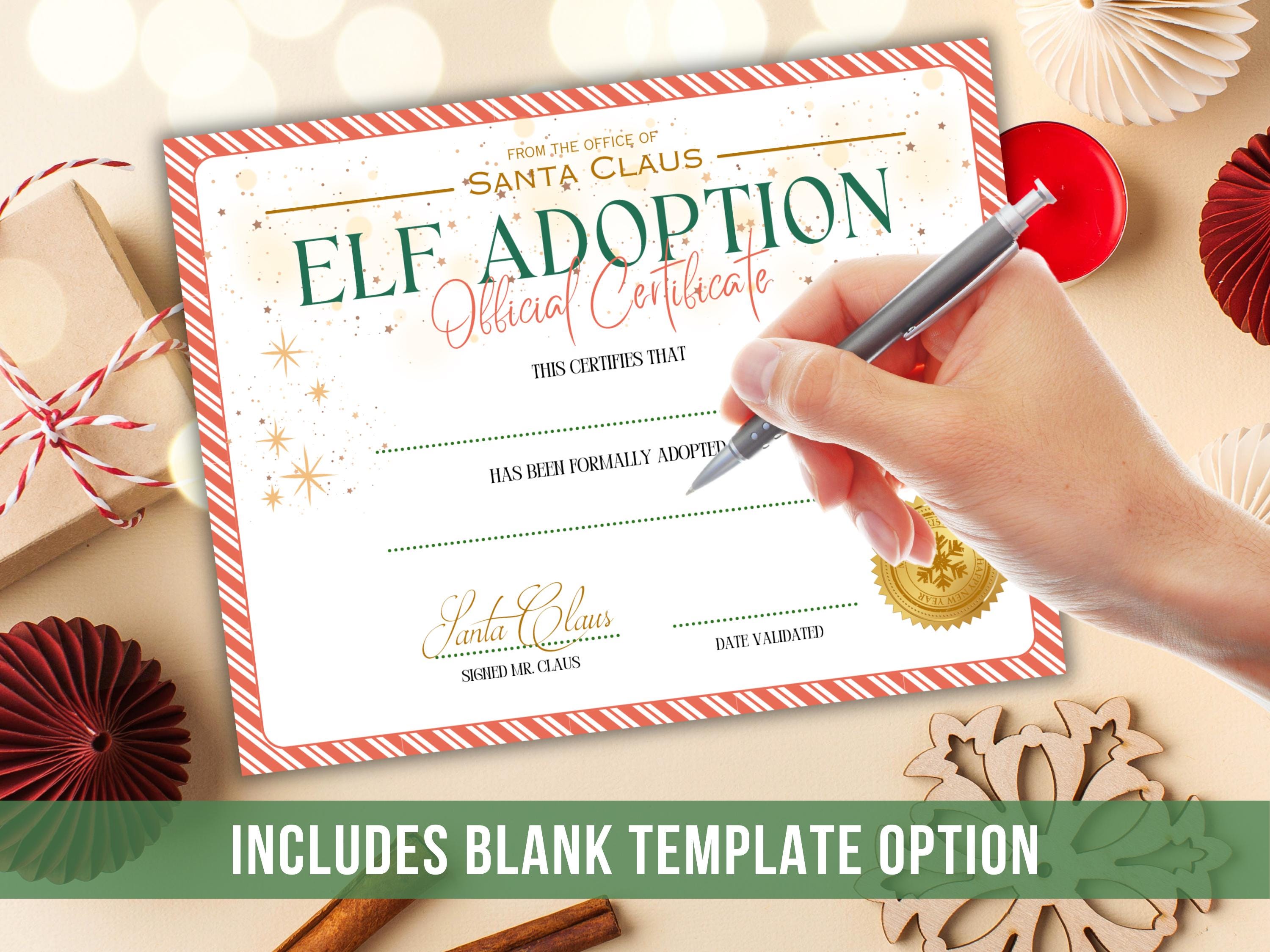 Elf Adoption Certificate | Editable Elf Adoption Certificate | Adopt an ...