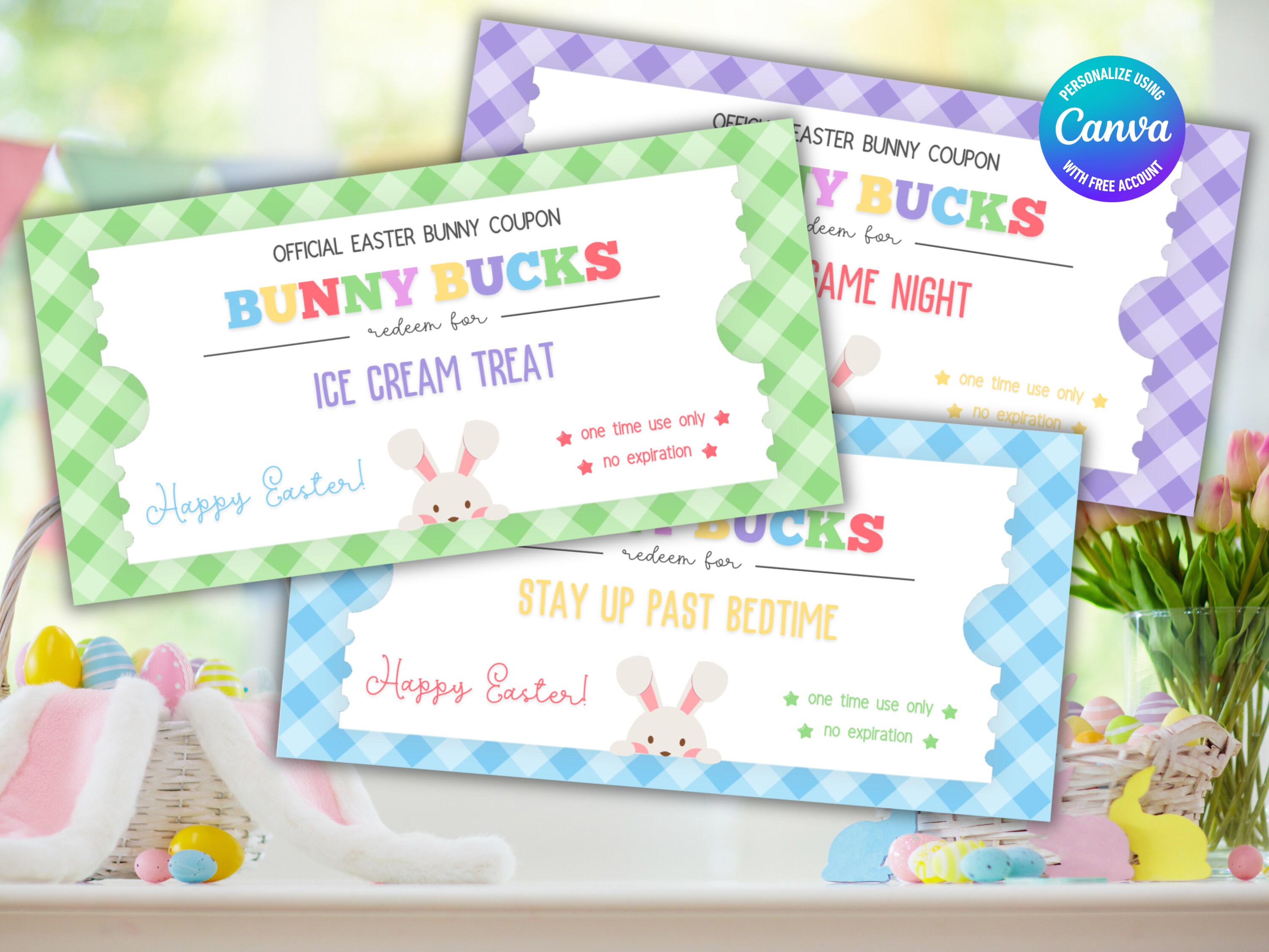 Printable Easter Basket Bunny Bucks Kids Easter Egg Hunt Gift Easter ...