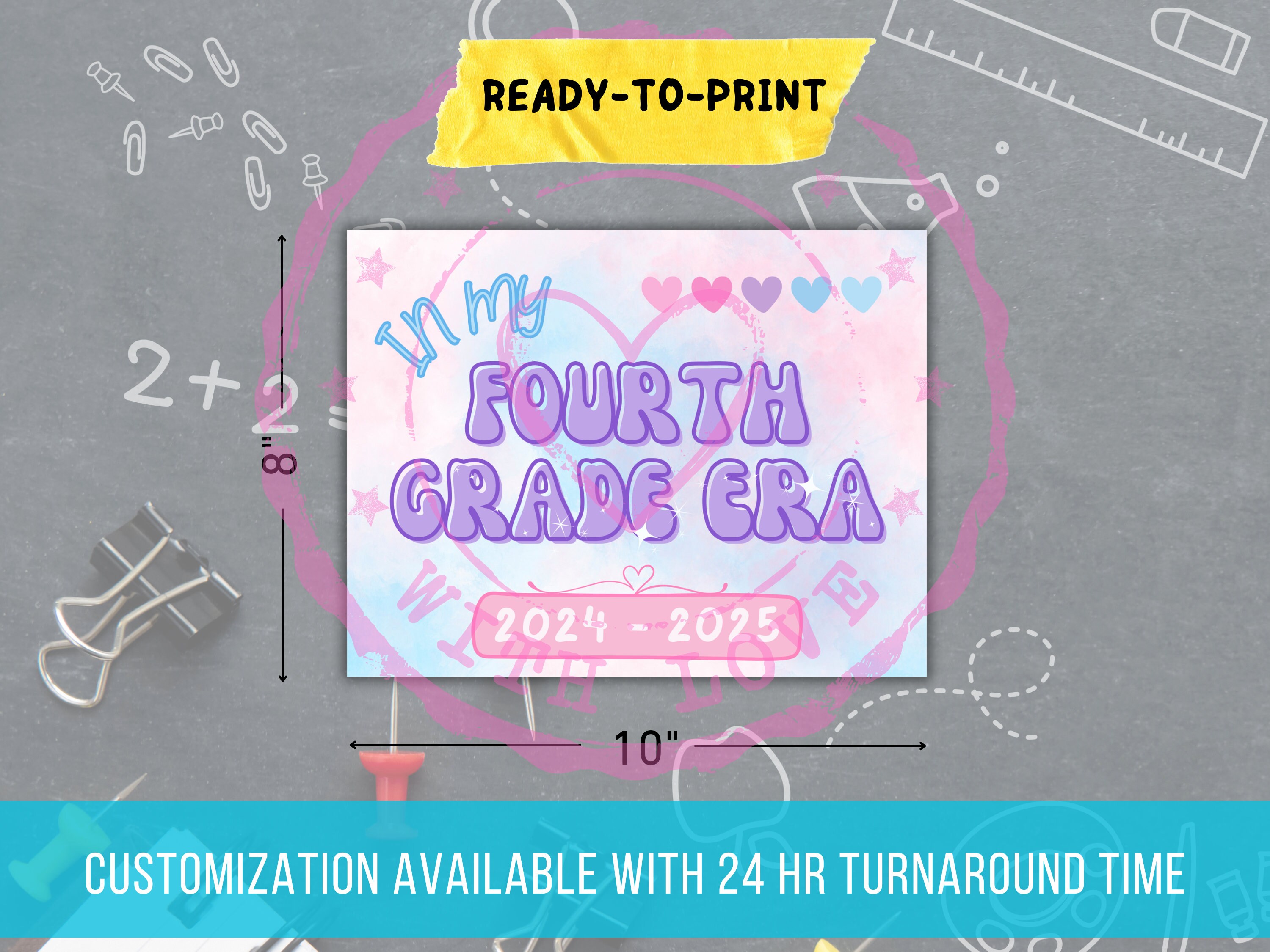 First Day of 4th Grade Sign First Day of School Sign 4th Grade First ...