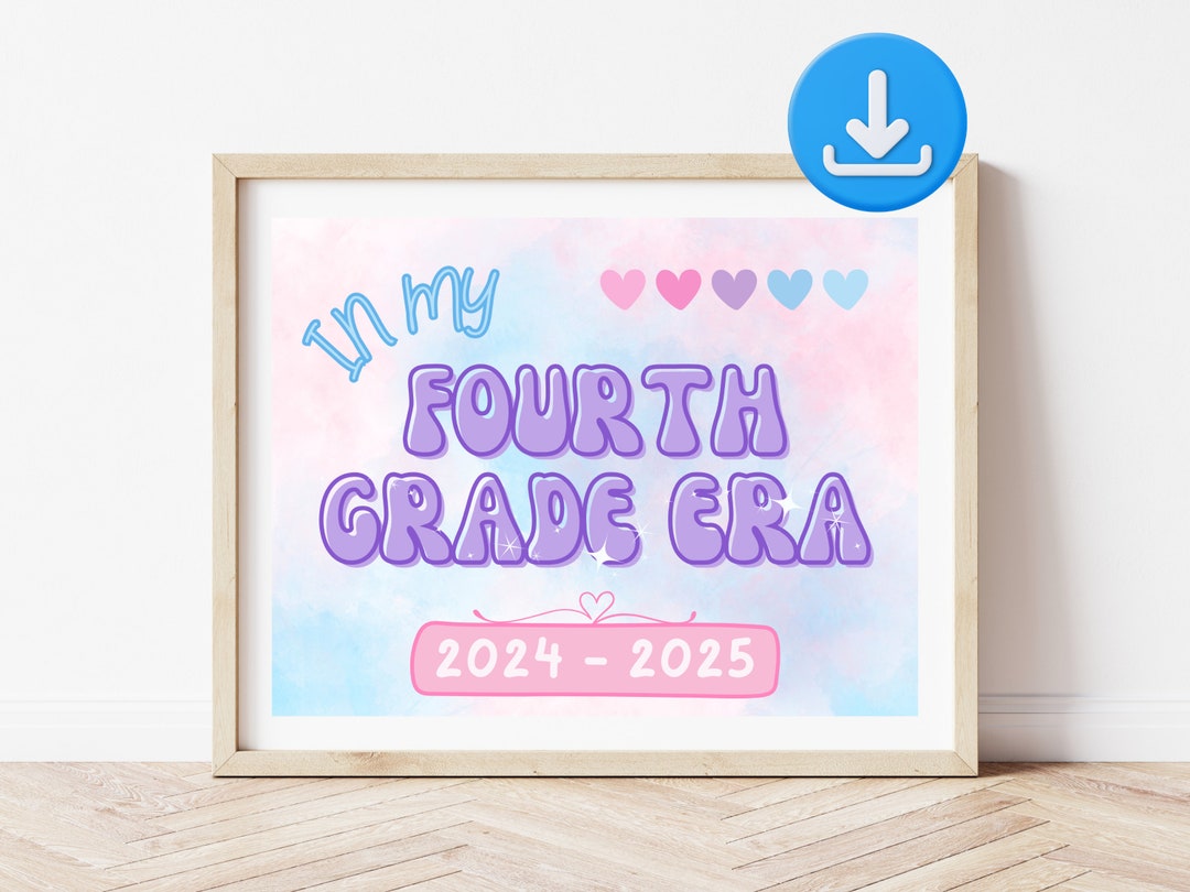 First Day of 4th Grade Sign First Day of School Sign 4th Grade First ...