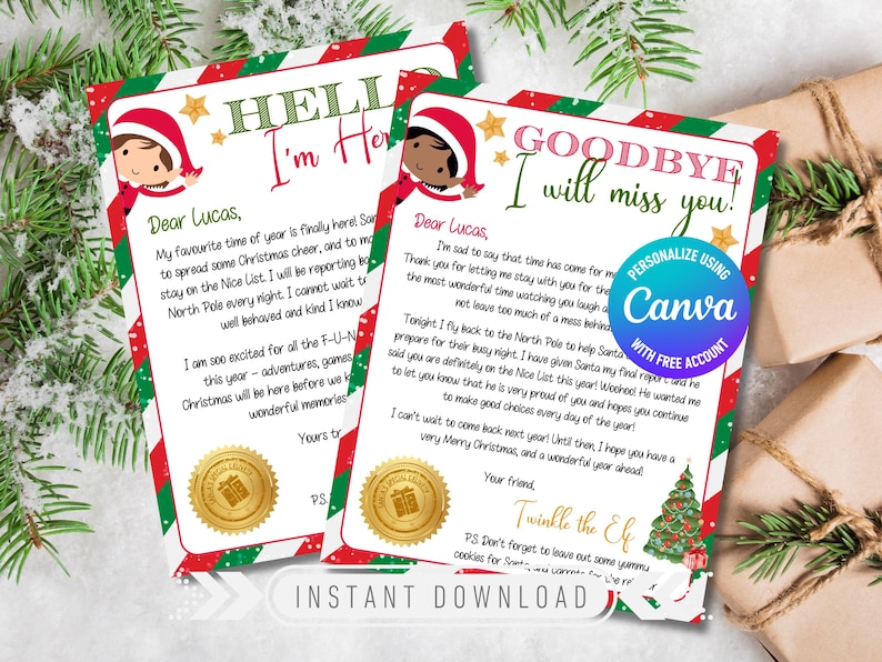 Editable Elf Arrival and Goodbye Letter | Printable (digital Download ...