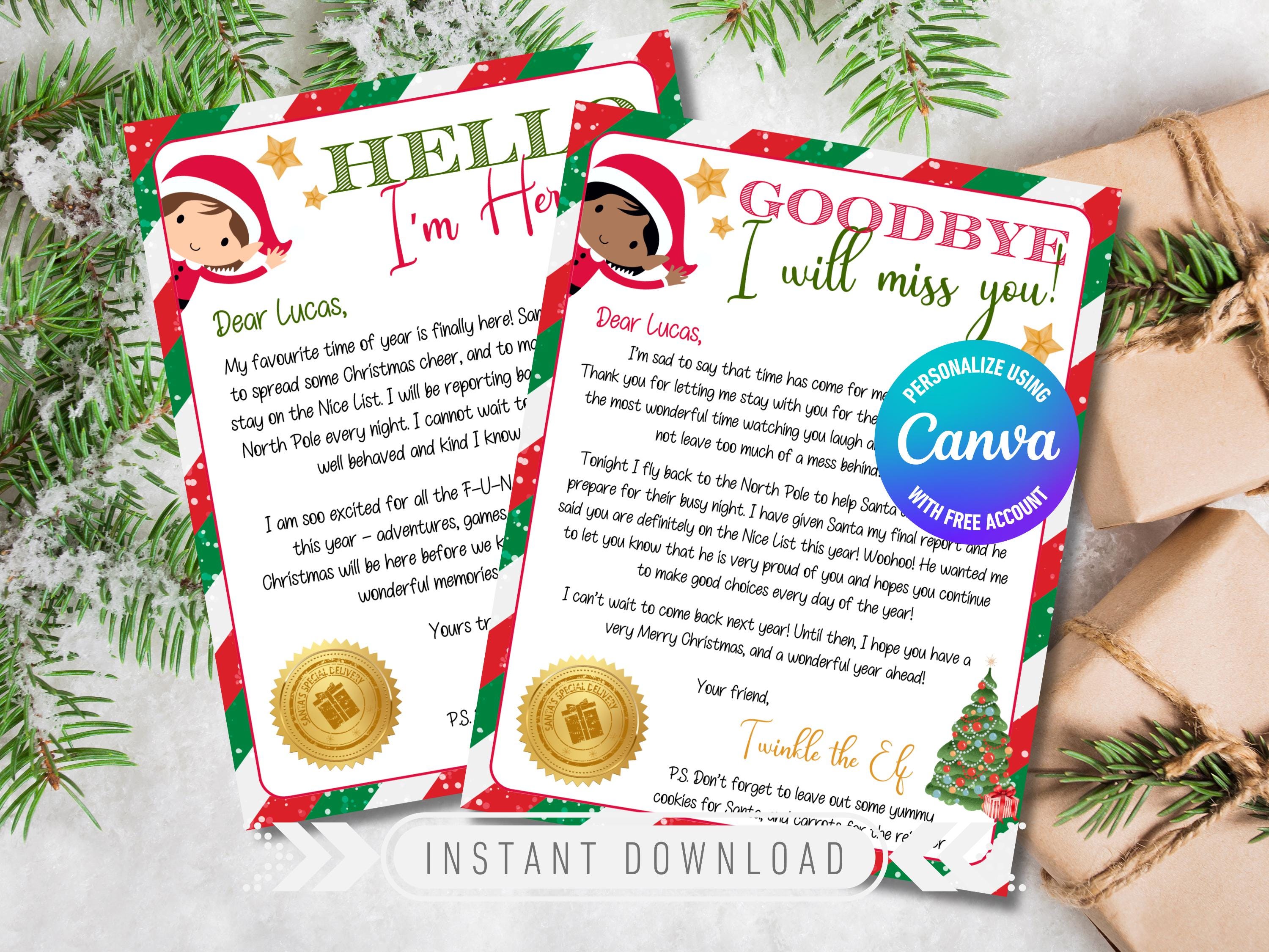 Editable Elf Arrival and Goodbye Letter | Printable (digital Download ...