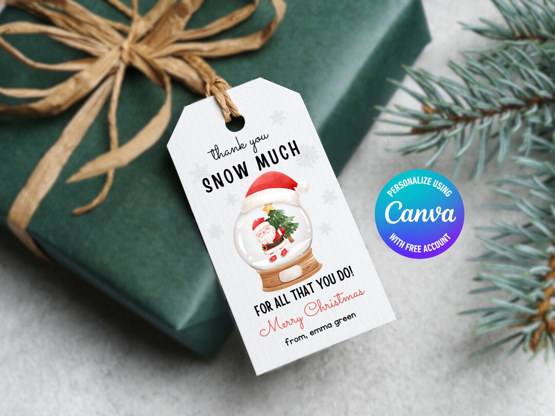 Thank You Snow Much Gift Tag Printable Christmas Treats Favor Bag Tag ...