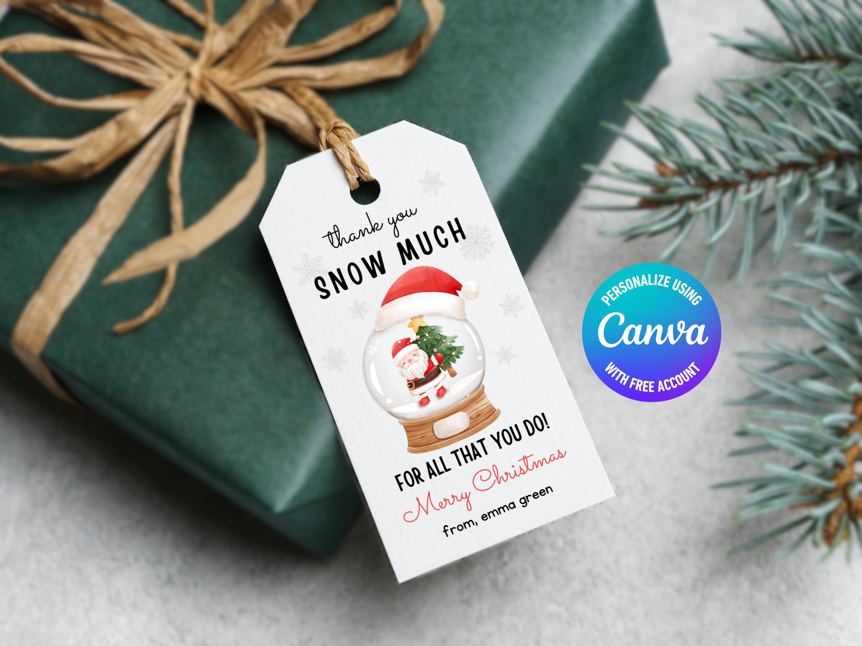 Thank You Snow Much Gift Tag Printable Christmas Treats Favor Bag Tag ...