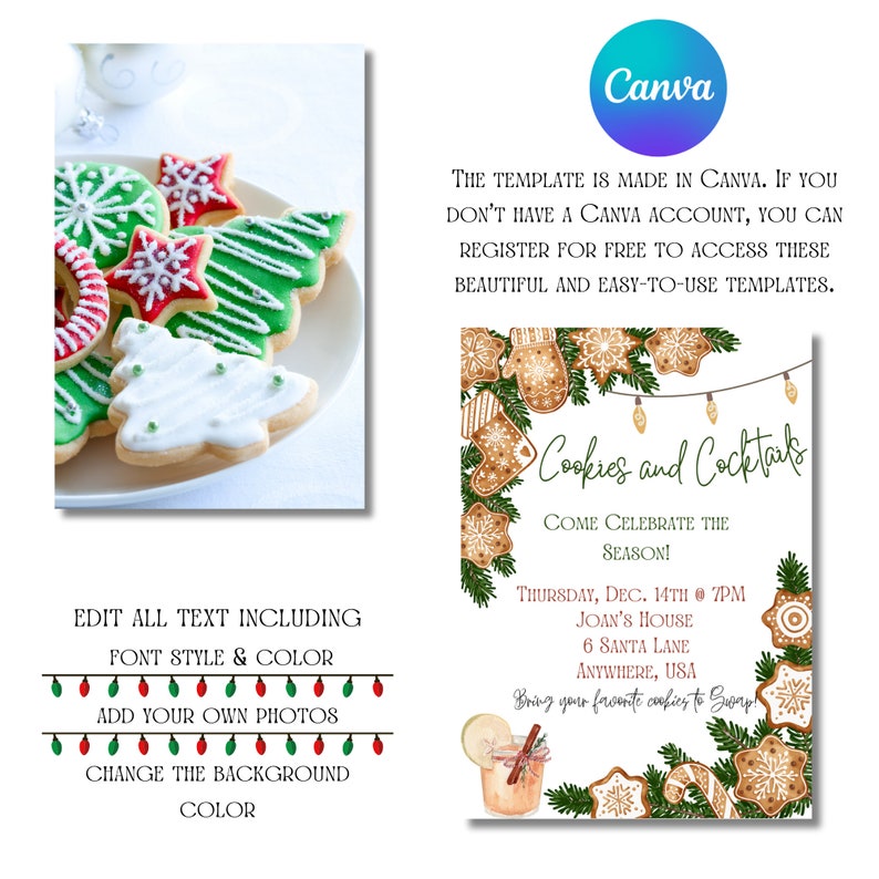 Holiday Cookie Swap Invitation | INSTANT DOWNLOAD | Christmas Cookie ...