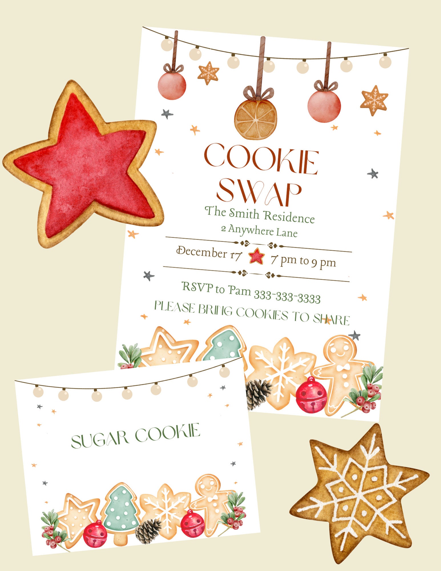 Cookie Swap Cookie Signs | INSTANT DOWNLOAD | Editable Tags | Printable ...