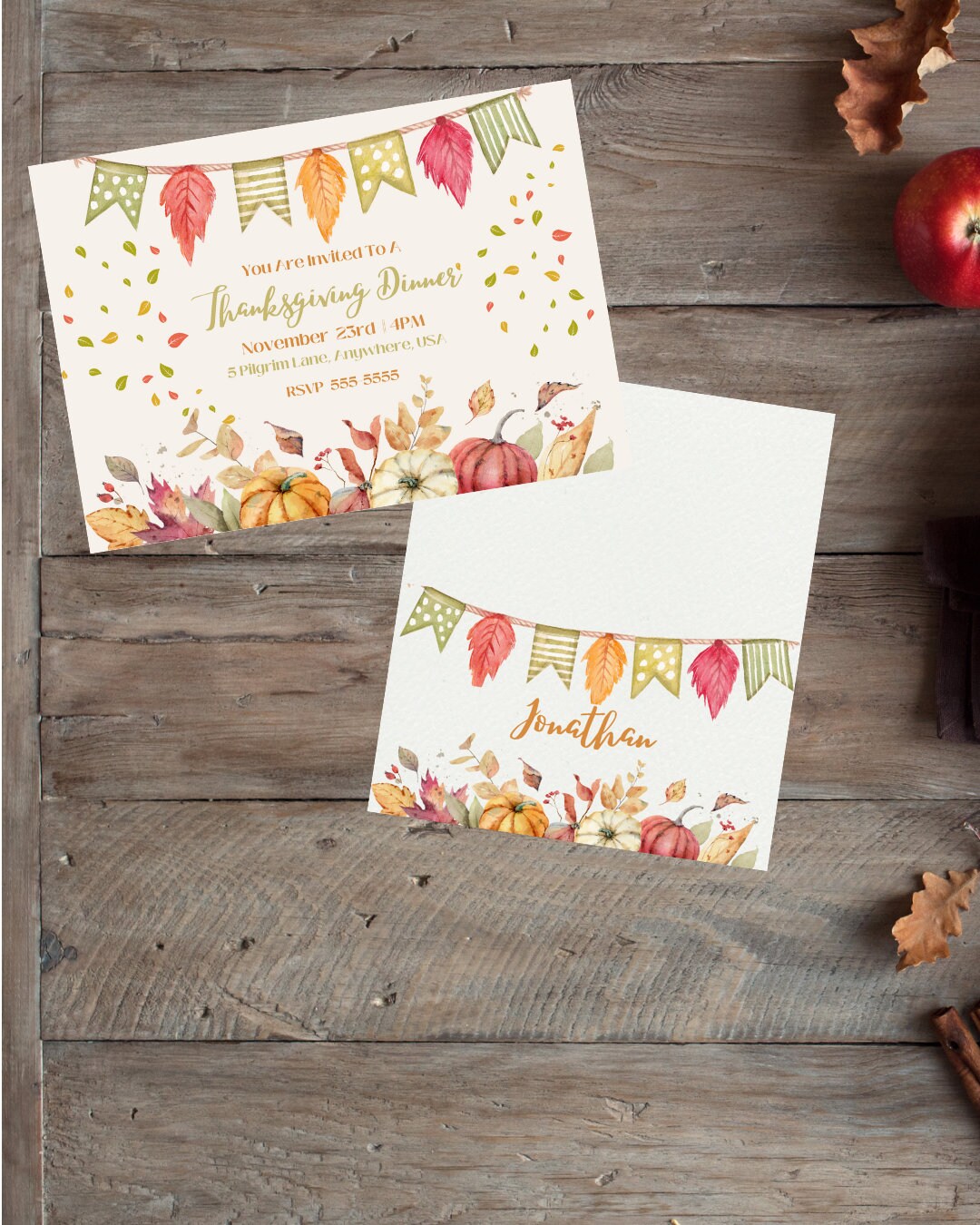 Editable Thanksgiving Dinner Place Card Template (digital Download) - Etsy