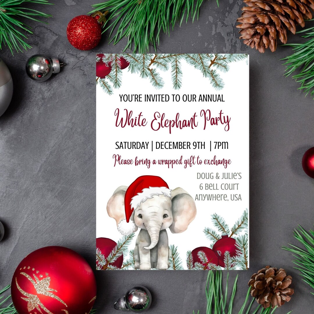White Elephant Christmas Party Invitation | DIGITAL DOWNLOAD | Holiday ...