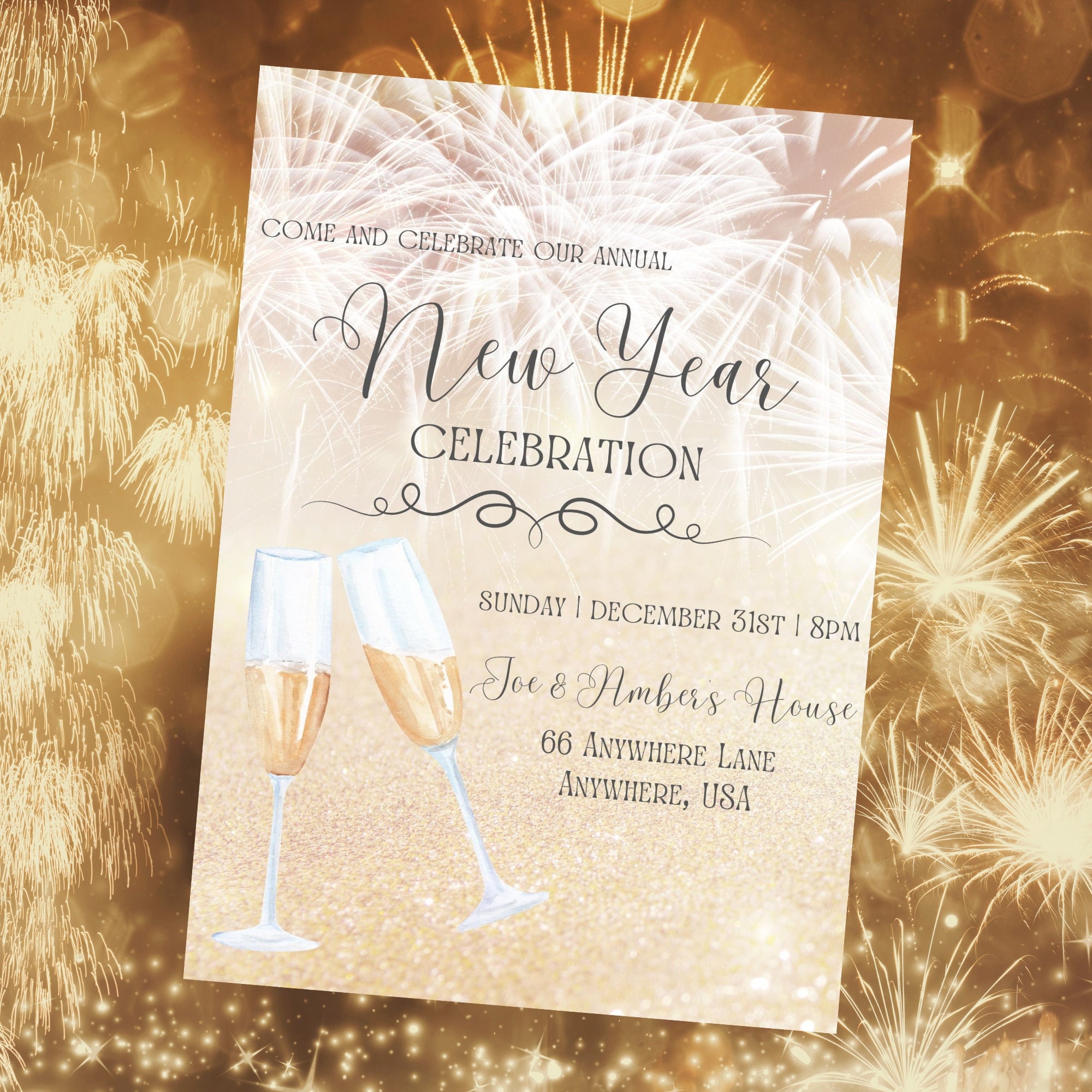 Editable NYE Party Invite INSTANT DOWNLOAD New Years Eve - Etsy
