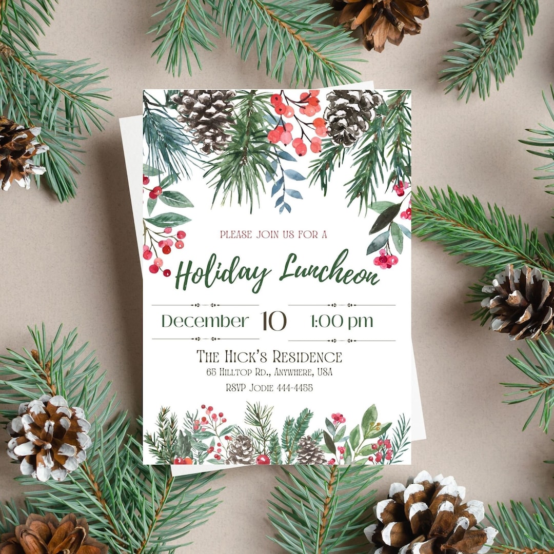 Holiday Luncheon Invitation | INSTANT DOWNLOAD | Christmas Party Invite ...