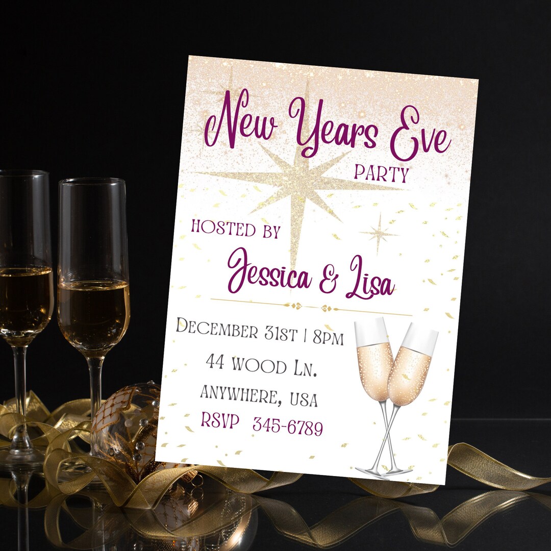 Editable NYE Party Invite | INSTANT DOWNLOAD | New Years Eve Invite ...