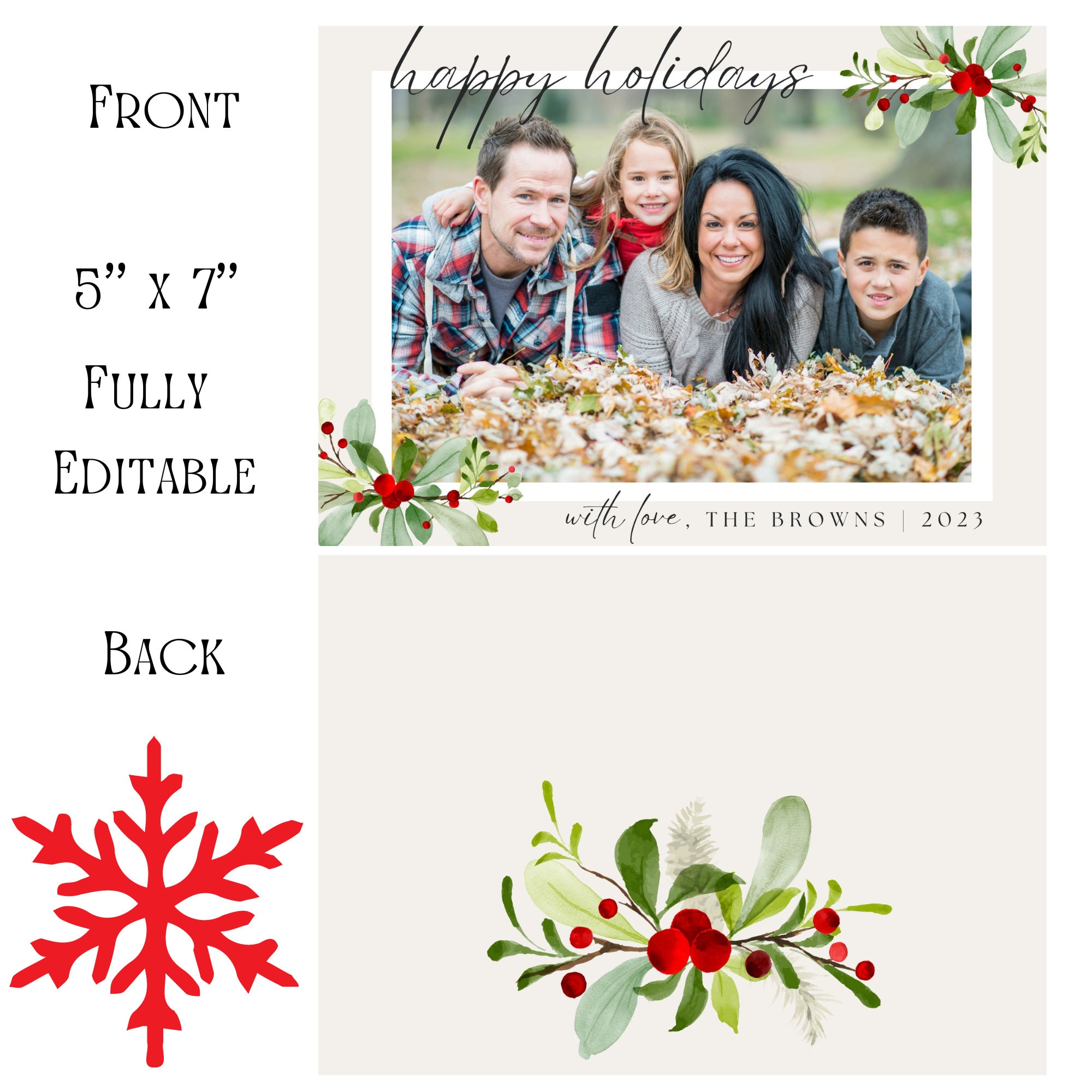 Personalized Photo Christmas Cards| INSTANT DOWNLOAD | Digital Cards ...
