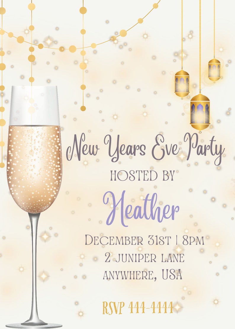 Editable NYE Party Invite INSTANT DOWNLOAD New Years Eve Invite ...