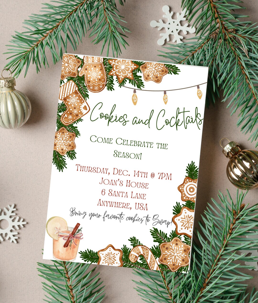 Holiday Cookie Swap Invitation | INSTANT DOWNLOAD | Christmas Cookie ...