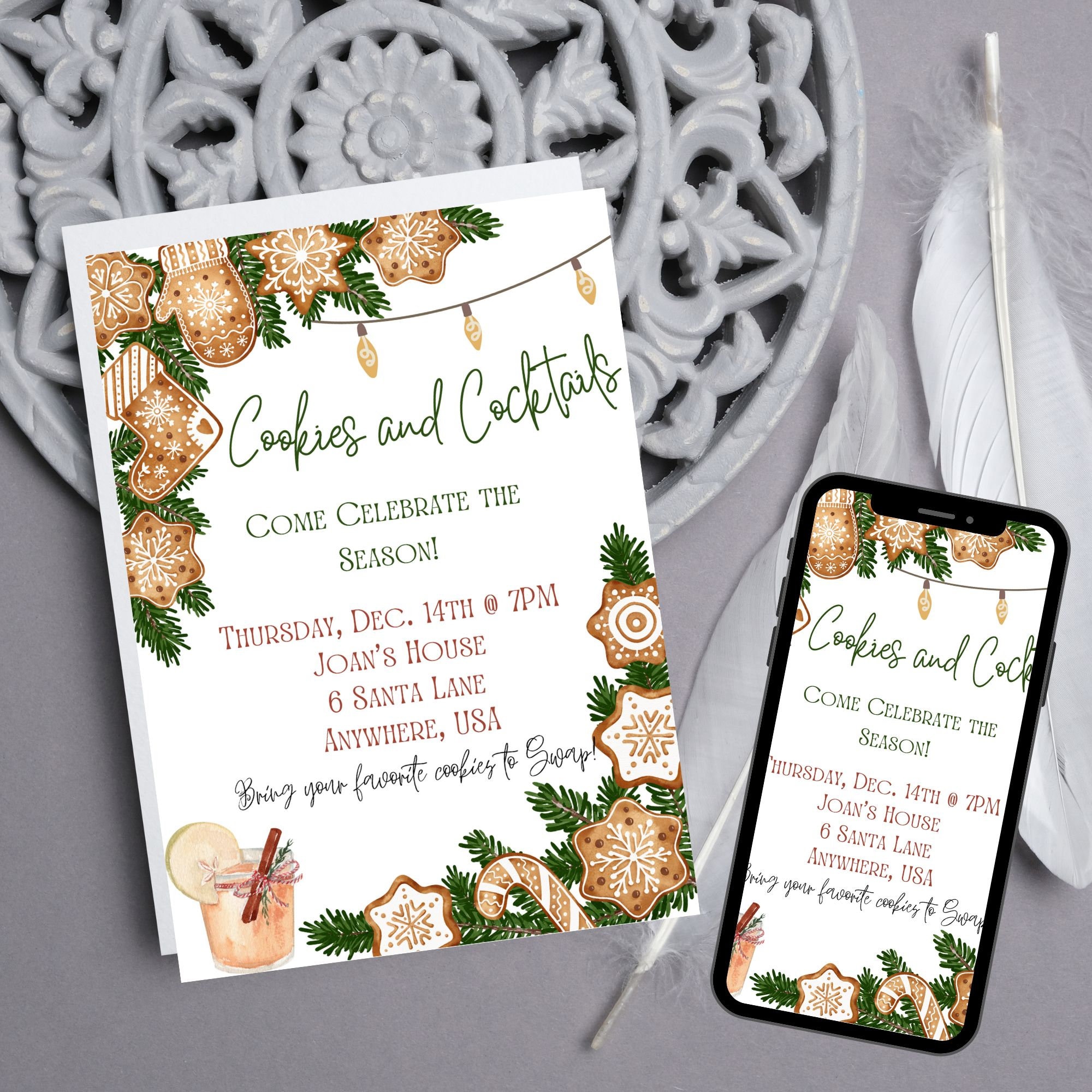 Holiday Cookie Swap Invitation | INSTANT DOWNLOAD | Christmas Cookie ...