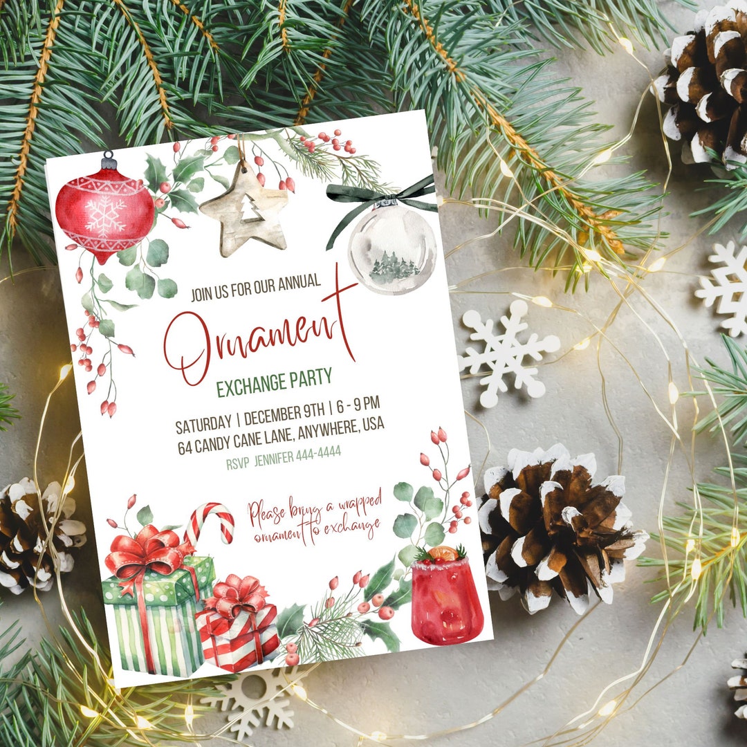 Ornament Exchange Invitation INSTANT DOWNLOAD Ornament Exchange Party ...
