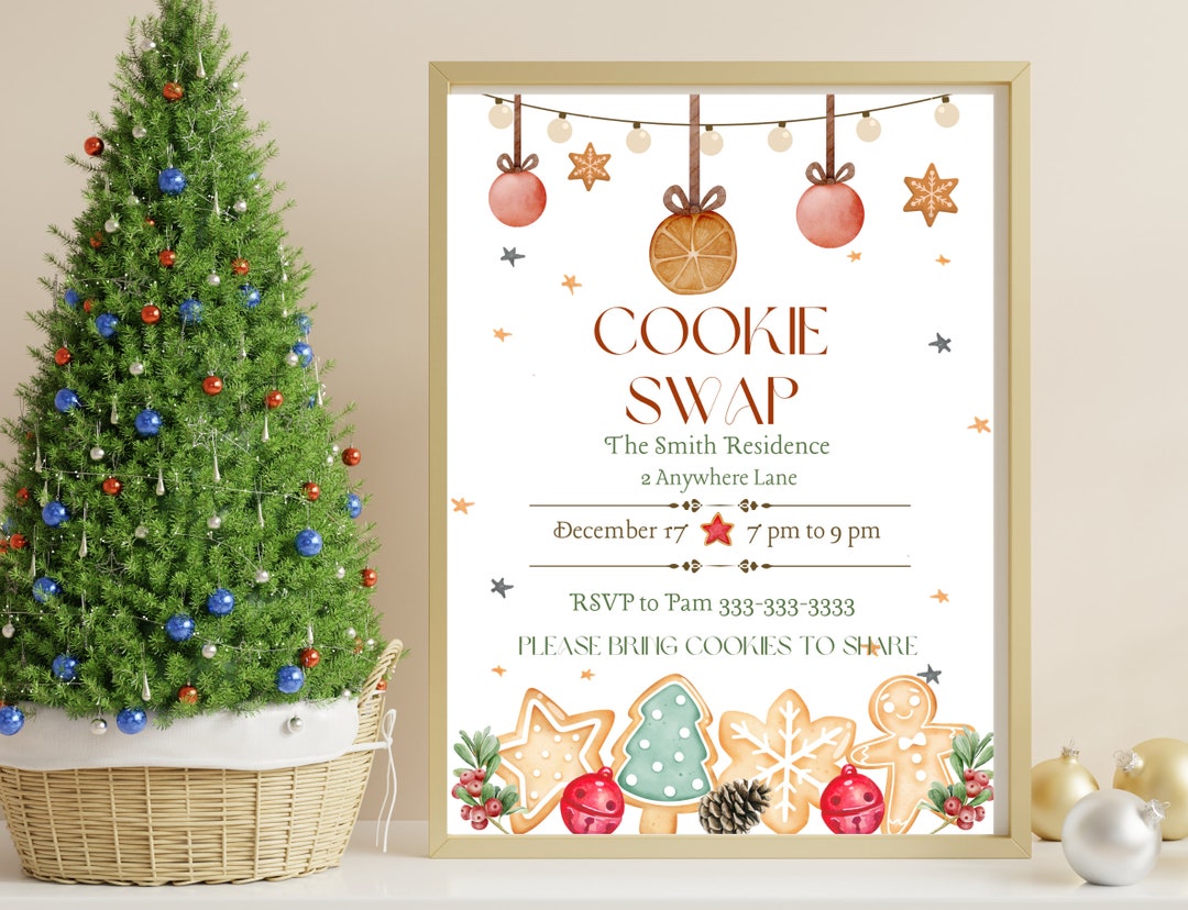 Holiday Cookie Swap Invitation | INSTANT DOWNLOAD | Christmas Cookie ...