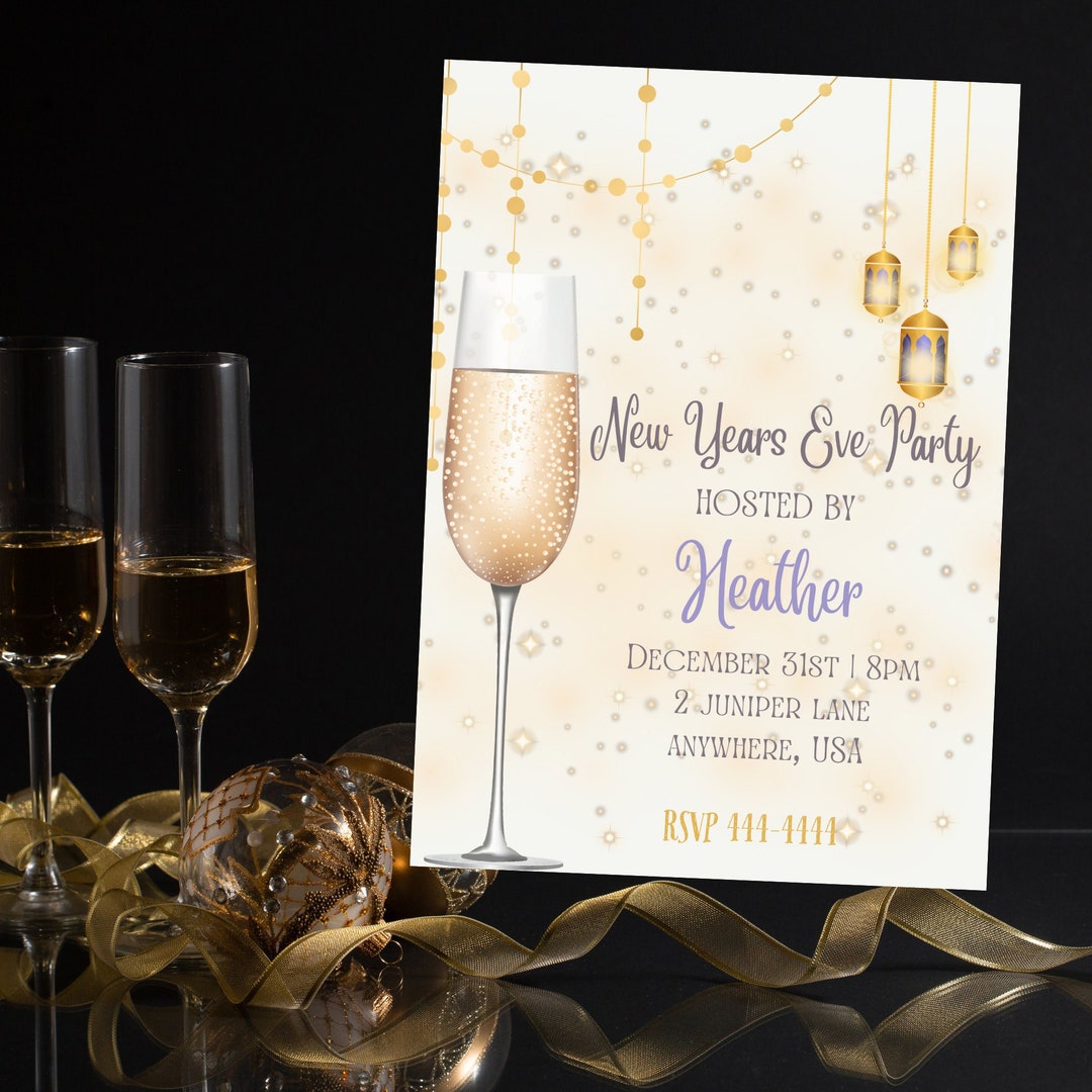 Editable NYE Party Invite INSTANT DOWNLOAD New Years Eve Invite ...