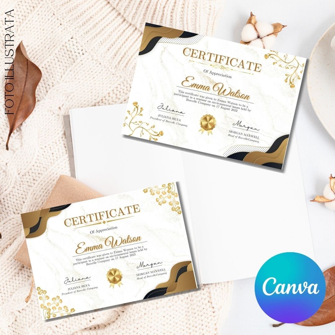 Editable Certificate Printable Certificate Completion Etsy 