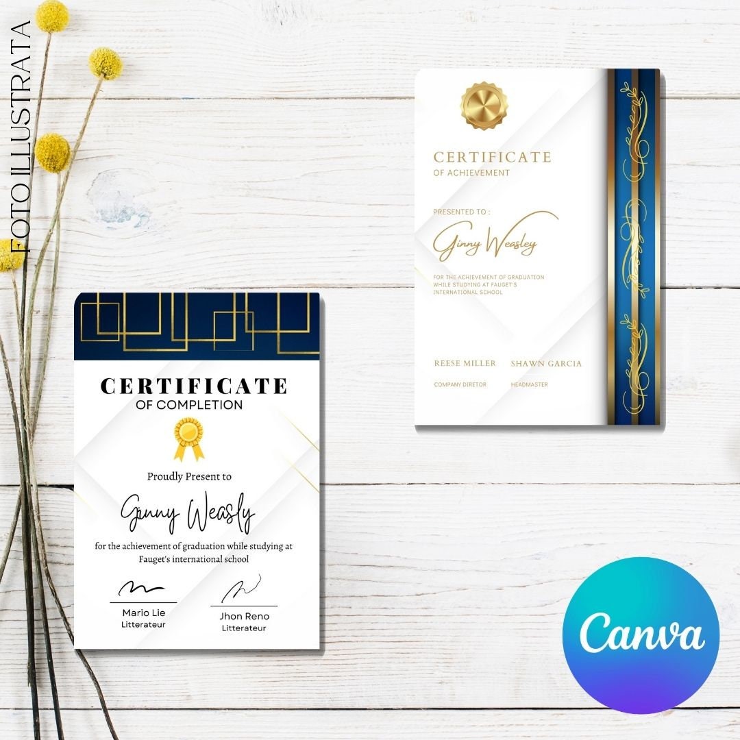 Editable Certificate Printable Certificate Completion Etsy