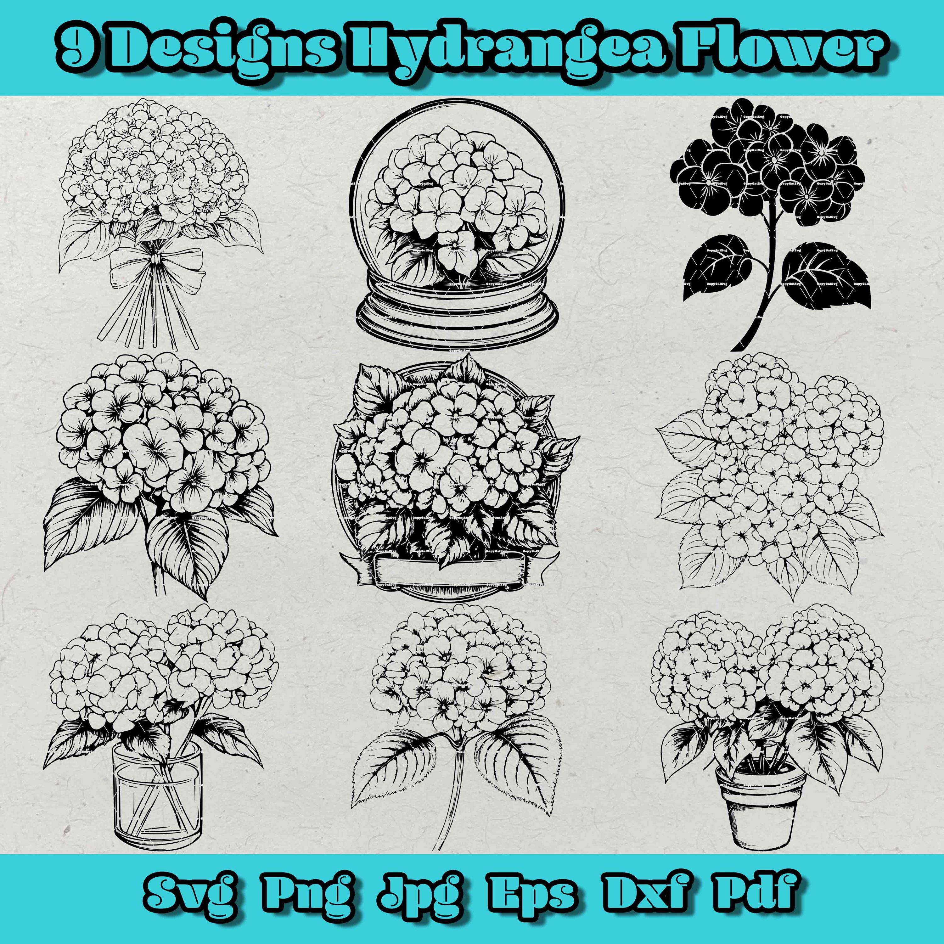 Hydrangea Flower SVG Bundle: Blooming Bouquet Designs (digital Download ...