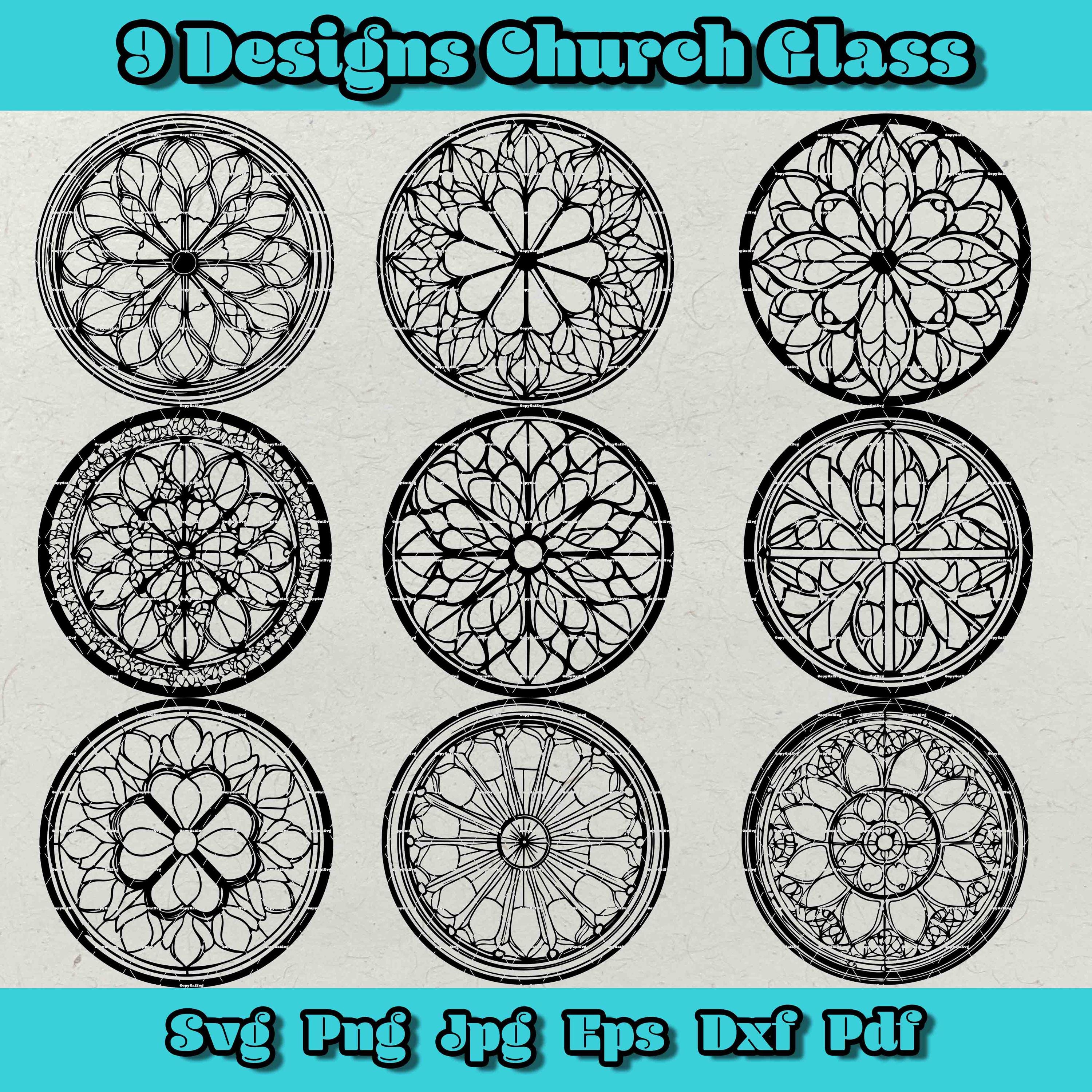 Church Glass SVG Bundle, Stained Glass Window Clipart, Religious Art ...