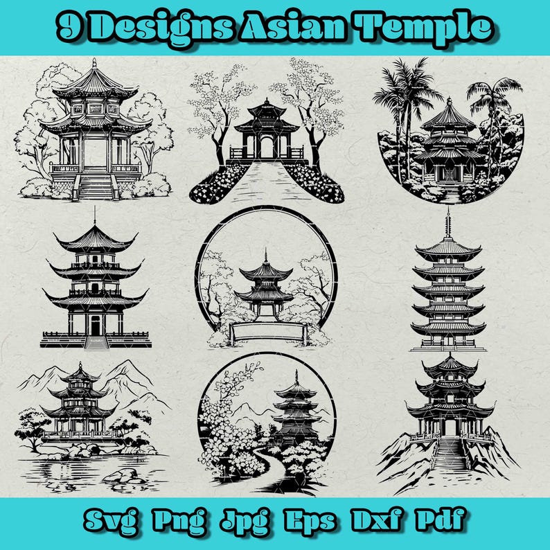 Asian Temple SVG Bundle, Cultural Religious Shrine Png, Japanese ...