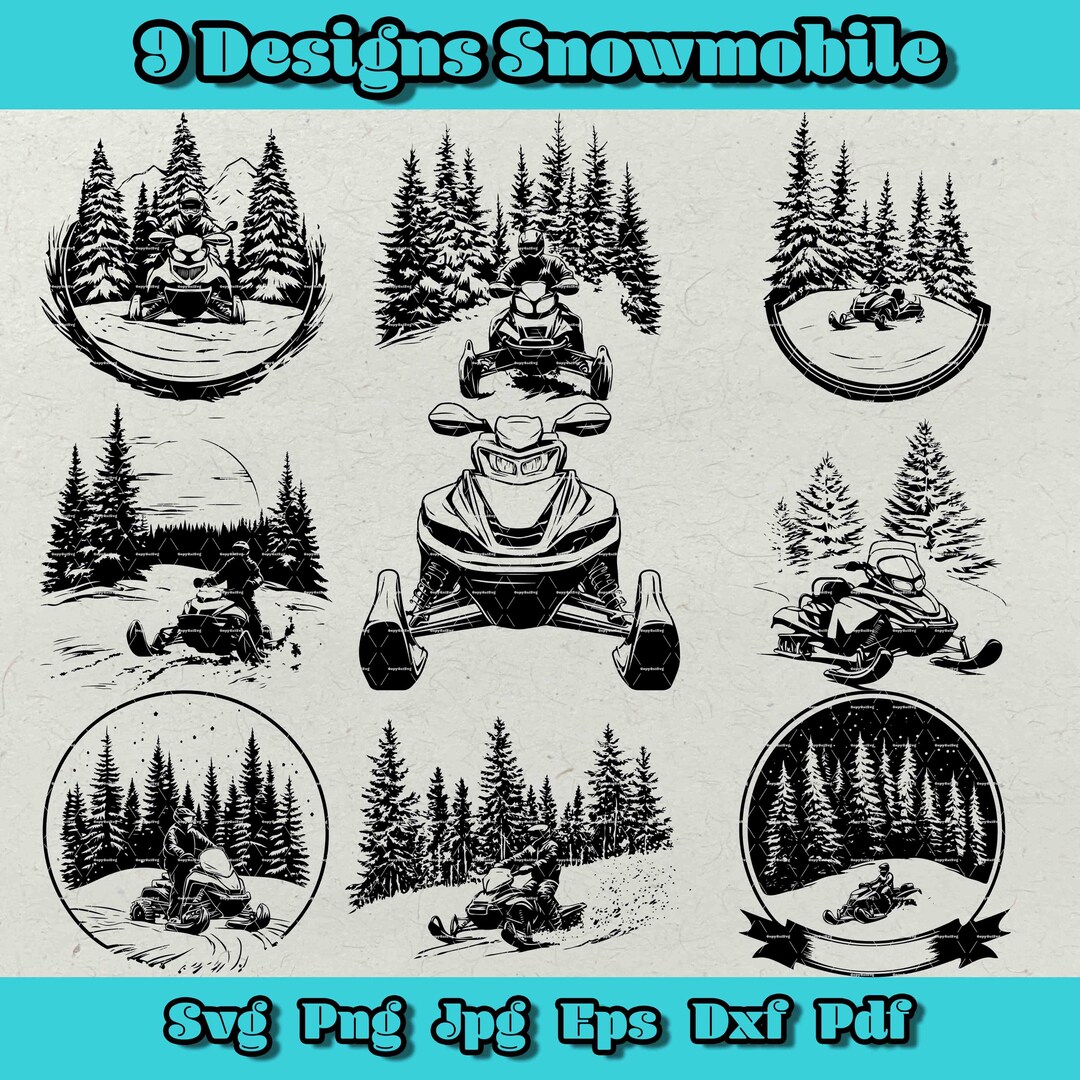 Snowmobile Svg Bundle, Winter Sports Clipart, Snow Sled Png, Snowmobile ...