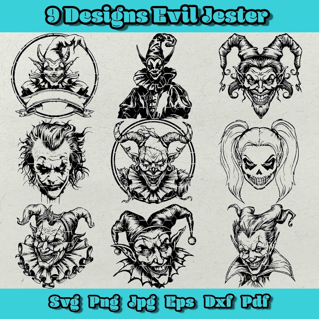 Evil Jester Svg Bundle, Halloween Evil Jester Svg, Halloween Monogram ...