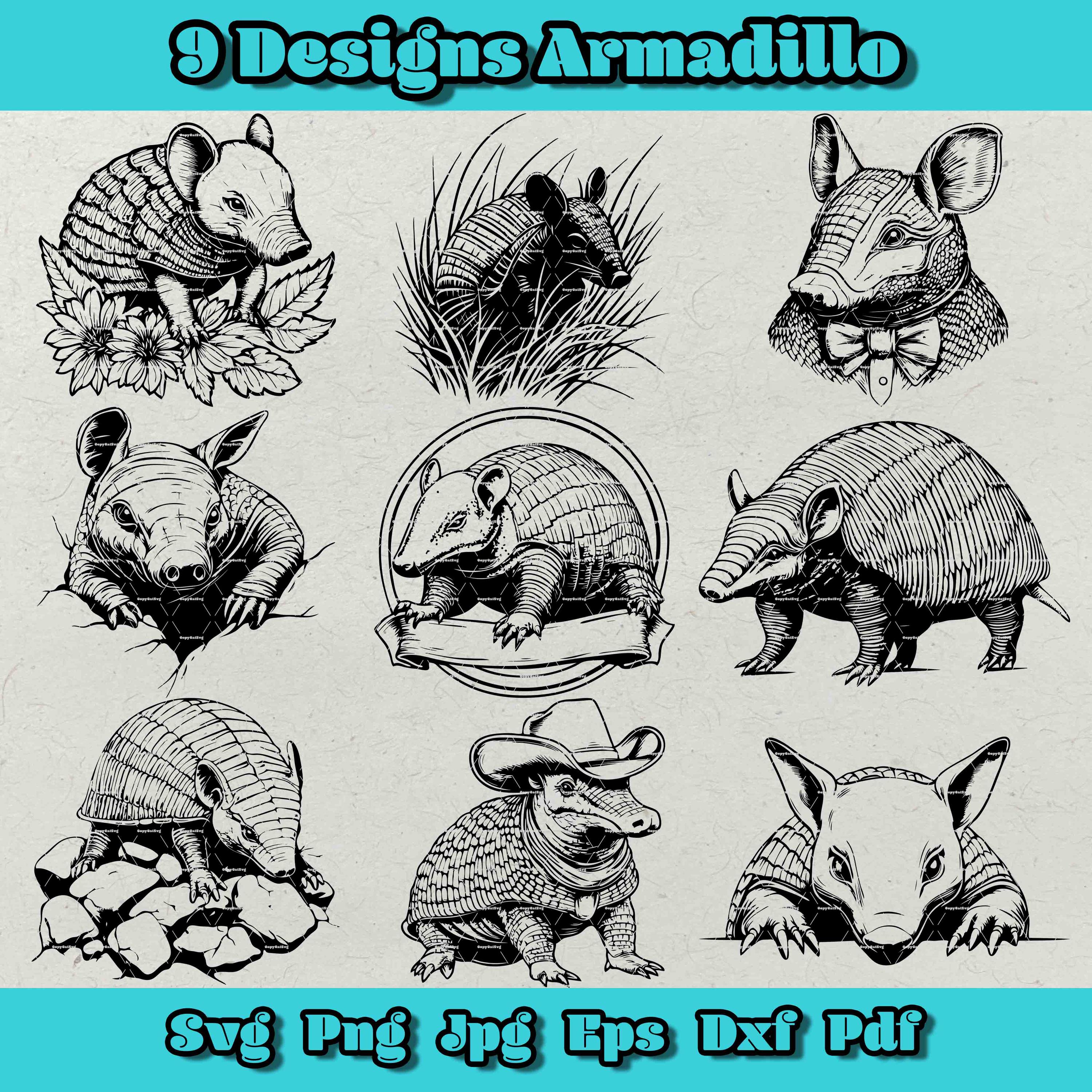 Armadillo Svg Bundle, Cute Armadillo Clipart, Wildlife Animal Png, Armadillo Silhouette Design ...