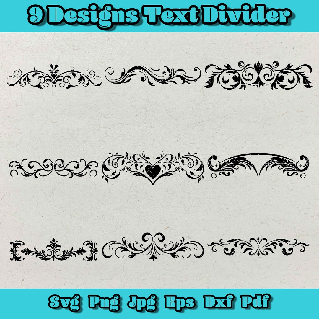 Text Dividers Svg Bundle, Decorative Text Divider Png, Floral Text ...