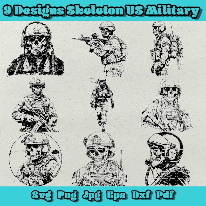 Skeleton US Military Soldier SVG Bundle (digital Download) - Etsy
