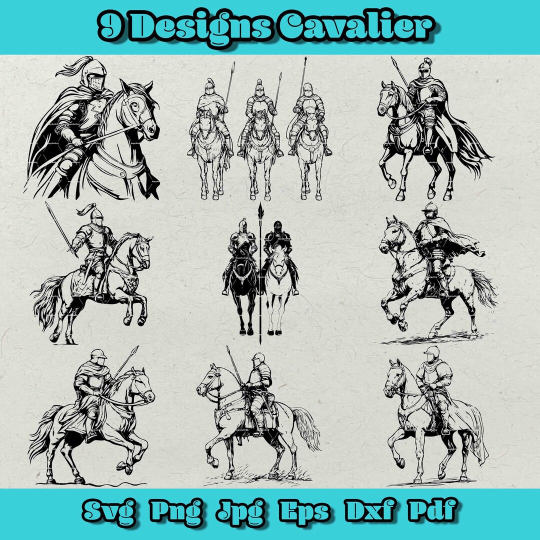 Cavalier SVG Bundle, Elegant Knight Clipart, Royal Guard Png, Plumed ...