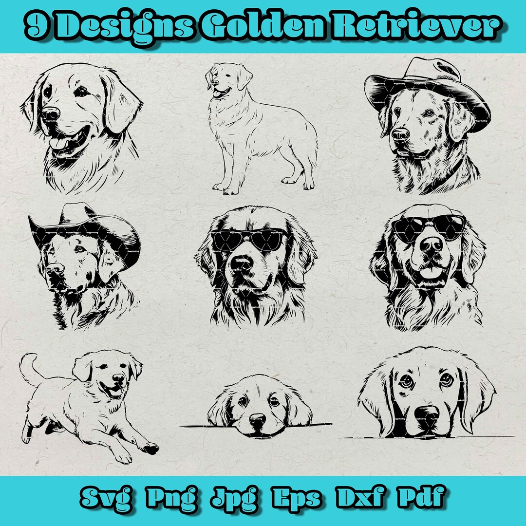 Golden Retriever SVG Bundle, Dog Svg, 9 Cut Files, Lovable Dog Breed ...