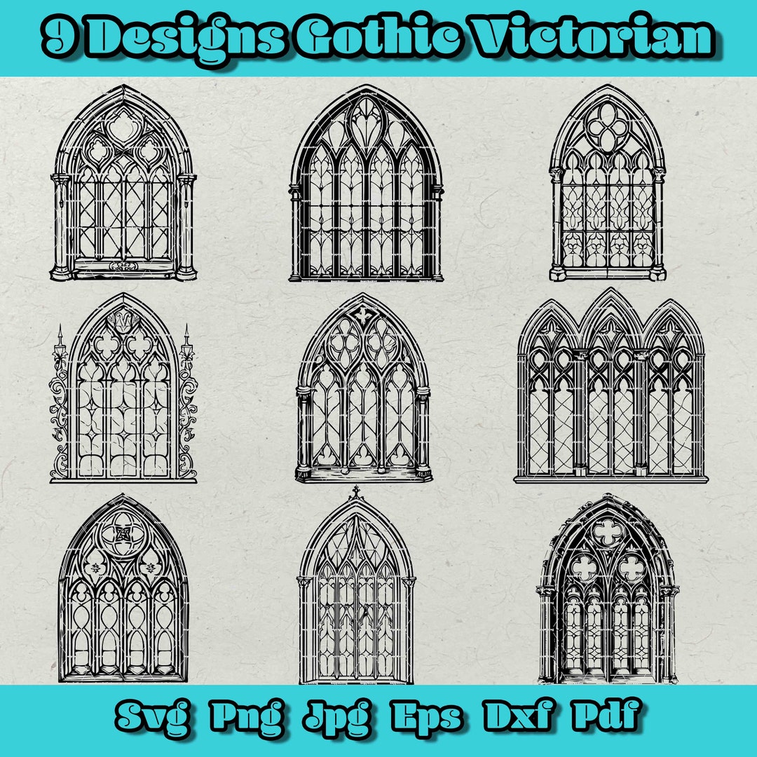 Gothic Victorian Window Svg Bundle, Haunted Eerie Medieval Glass ...