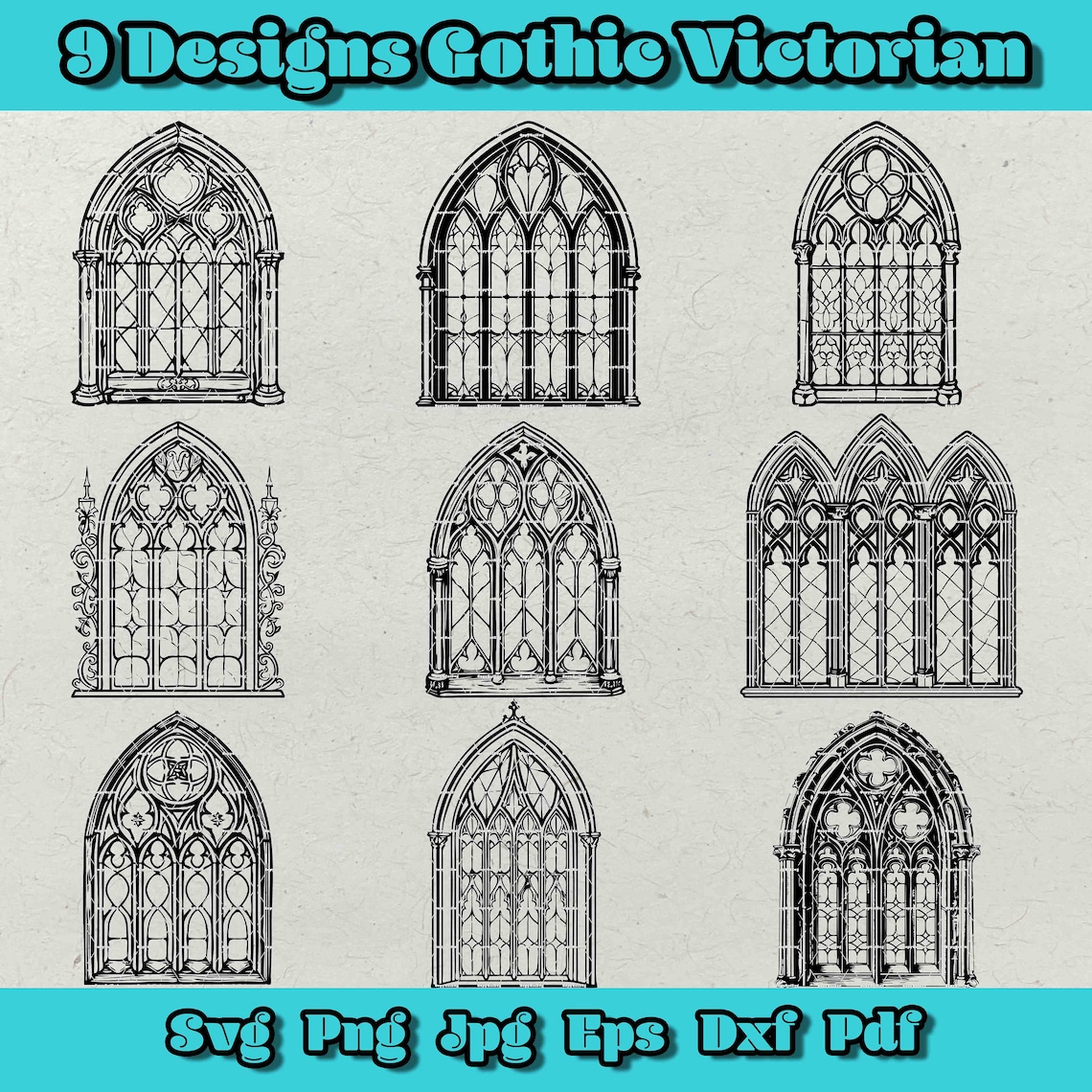 Gothic Victorian Window Svg Bundle, Haunted Eerie Medieval Glass ...